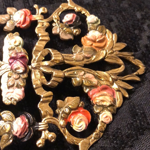 Accessories | Vintage Brass Enamel Belt Buckle | Poshmark